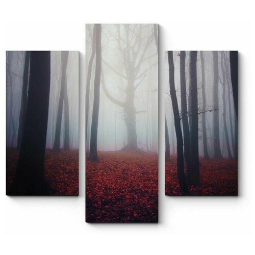 Модульная картина Осенний лес туманным утром 80x72