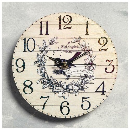 Часы настенные ТероПром 5470272, серия: Интерьер, "Пташка", дискретный ход, d-23.5 см