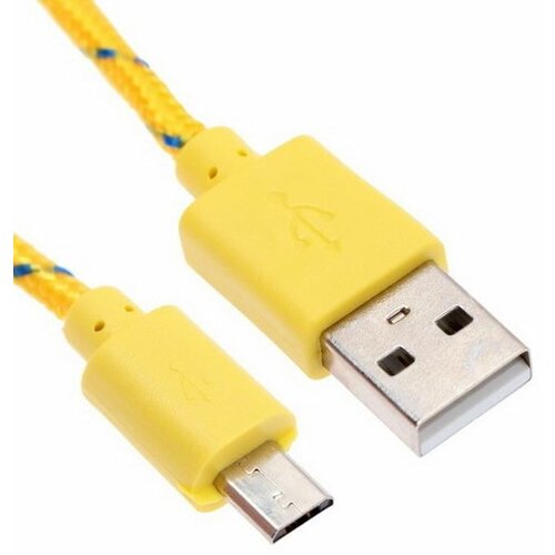 Кабель DCC288, microUSB - USB, зарядка + передача данных, 1 м, оплетка, желтый