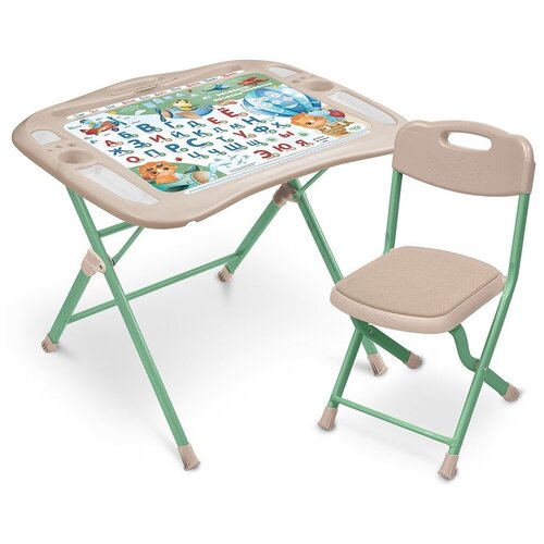 Комплект детской мебели для детей от 3 до 7 лет (Регулируемый угол наклона столешницы) с динопилотами (стол-парта+стул) NKP1/Д НИКА