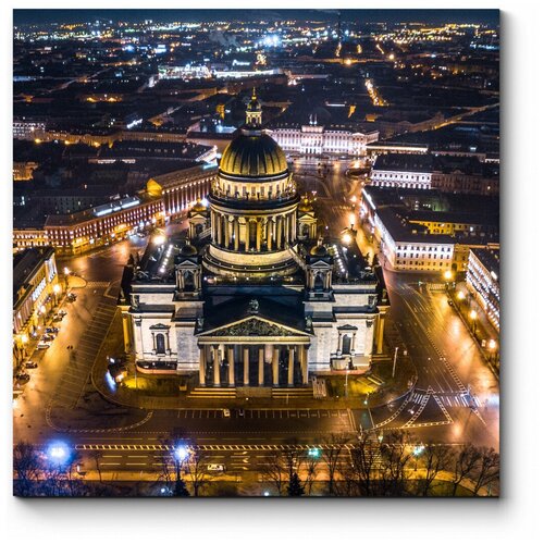 Модульная картина Пролетая над ночным Санкт-Петербургом 40x40