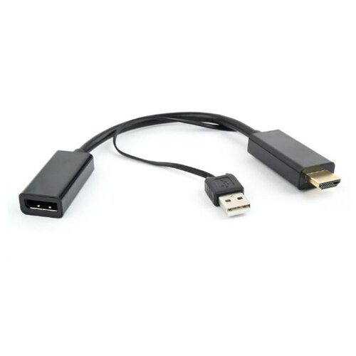 Gembird переходник Cablexpert Конвертер HDMI->DisplayPort HD19M+USBxHD20F, черный DSC-HDMI-DP