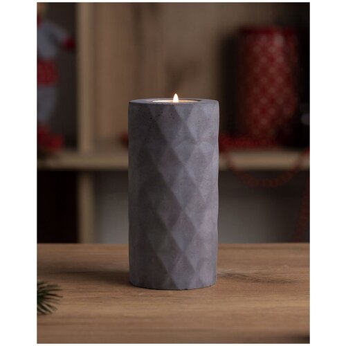 Декоративный подсвечник для чайной свечи Diamond L, 7x15 см, бетон, графитовый матовый