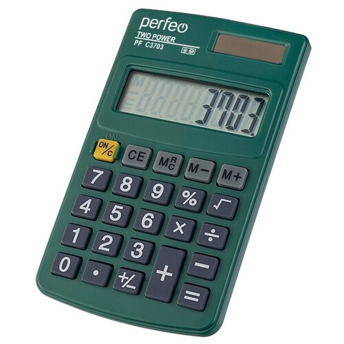 Perfeo калькулятор PF_C3703, карманный, 8-разр, зелёный