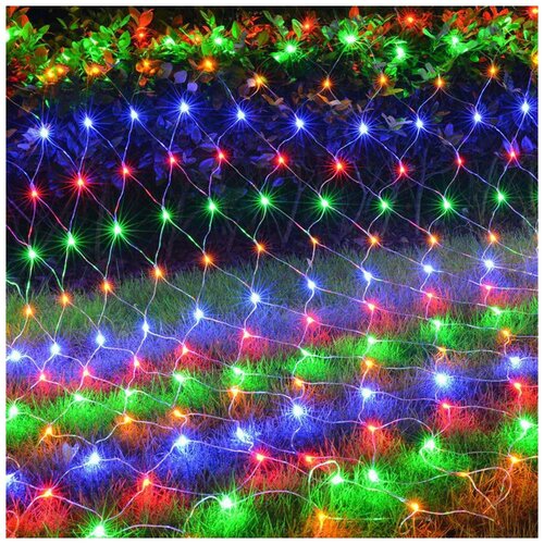 Светодиодная гирлянда сетка, 220 вольт, 2x2 м, 144 диодов, соединяемая - Цвет свечения: RGB