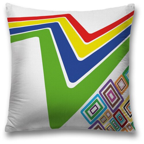 Наволочка декоративная на молнии, чехол на подушку JoyArty "Разноцветные зигзаги и квадраты" 45х45 см