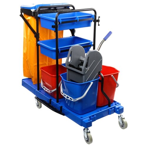 Тележка уборочная OfficeClean Professional ведра 2*20л, 2*11л, отжим, держ. д/мешка, мешок, 2поддона