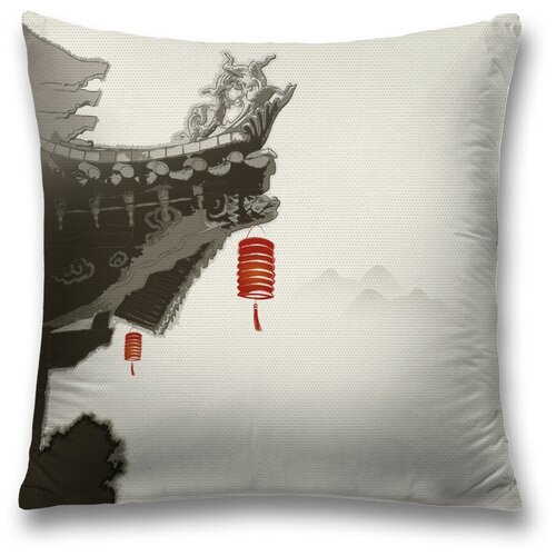 Наволочка декоративная на молнии, чехол на подушку JoyArty "Крыши Китая" 45х45 см