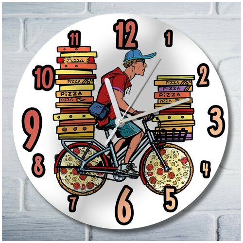 Настенные часы УФ доставка еды (пицца, фастфуд) - 201