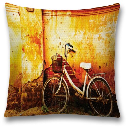 Наволочка декоративная на молнии, чехол на подушку JoyArty "Оставленный велосипед" 45х45 см