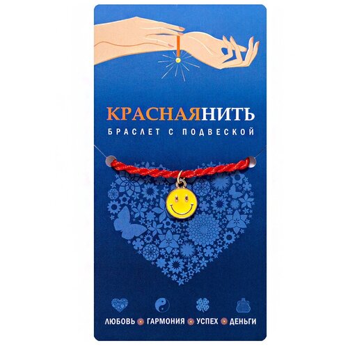 Браслет-нить ОптимаБизнес, металл, стразы, размер one size, красный, золотой