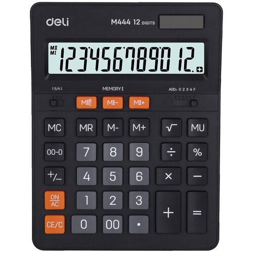 Калькулятор настольный DELI EM444 темно-серый 12-разр.