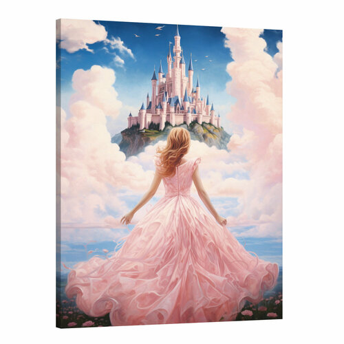 Интерьерная картина 50х70 "Волшебная принцесса в розовом"