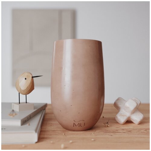 Декоративная ваза для сухоцветов Carmen, 20 см, бетон, розовая глянцевая