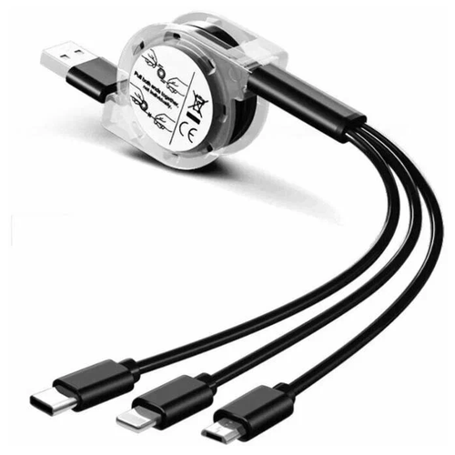 Кабель рулетка USB - Lightning / Micro USB / Type C для зарядки телефона iPhone и Android