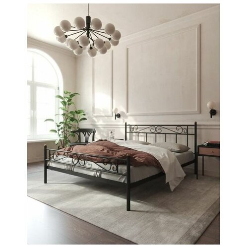 Кровать "Франческа" с изножьем (140х200/ноги металл/цвет Черный)