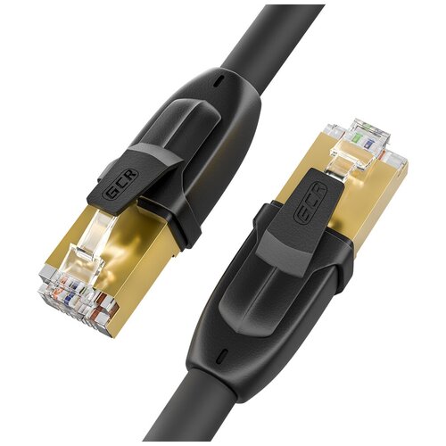 Патч-корд Deluxe FTP cat.6 10 Гбит/с RJ45 LAN ethernet high speed кабель для интернета медный контакты и коннектор 24K GOLD (GCR-FTP61), черный, 3.0м