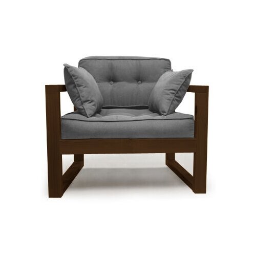 Кресло одноместноеDEmoku Д-1 СТ (цвет ткани: серый, цвет дерева: темный дуб), 80х73х79 см