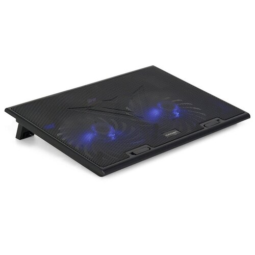 CROWN Подставка для ноутбука CMLS-401 (до 17" Ш*Г*В: 390*270*27 мм. , кулеры: 2*D150*20 мм, синяя подсветка, 3 уровня наклона)