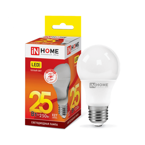 IN HOME Лампа светодиодная LED-A65-VC 25Вт грушевидная 3000К тепл. бел. E27 2380лм 230В IN HOME 4690612024066