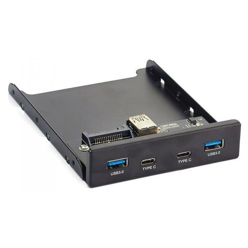 Exegate EX280448RUS Планка USB на переднюю панель Exegate U3H-619 3 5" 2*USB3.0+2*TypeC черная п