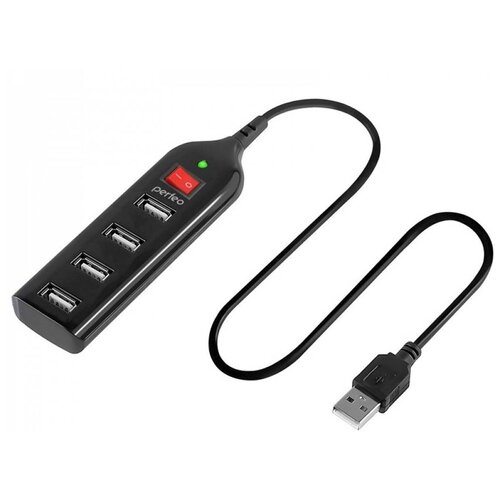 USB-концентратор Perfeo USB-HUB 4 Port, (PF-HYD-6001H Black)