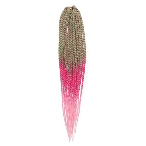 SIM-BRAIDS Афрокосы, 60 см, 18 прядей (CE), цвет русый-зелёный-розовый(#FR-30)
