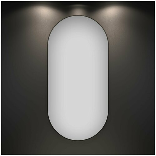 Настенное зеркало в ванную Wellsee 7 Rays' Spectrum 172201440 : влагостойкое овальное зеркало 50х90 см с черным матовым контуром
