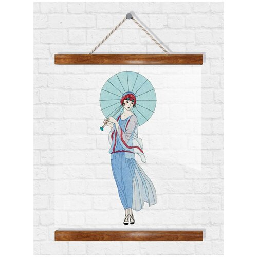 Постер / Плакат / Картина Прозрачный постер - Девушка с зонтиком 50x70