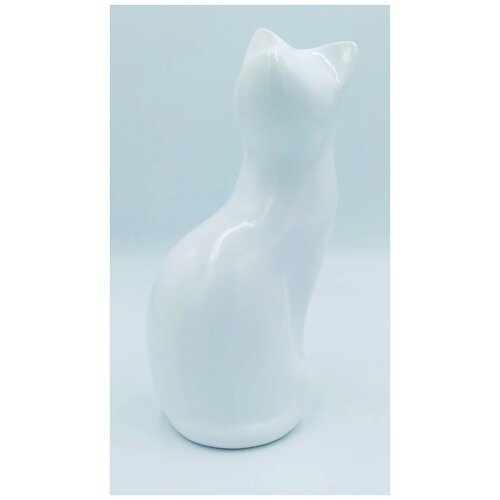 Статуэтка фигурка Кошка белая 19,5см гипс для интерьера, сувениры и подарки, декор для дома, фигурки коллекционные
