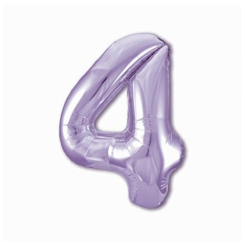 Шар фольгированный 40" «Цифра 4» цвет пастельный фиолетовый Slim
