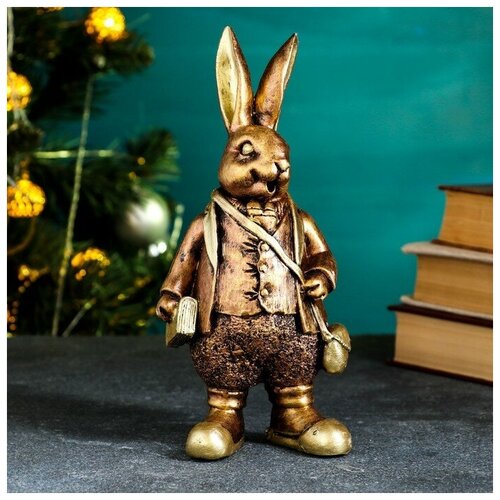 Фигура "Кролик джентельмен с книжкой" бронза, 22х11см 9162323