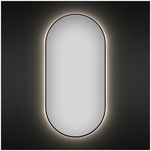 Влагостойкое зеркало с подсветкой для ванной комнаты Wellsee 7 Rays' Spectrum 172201870, размер 45 х 90 см, с черным матовым контуром