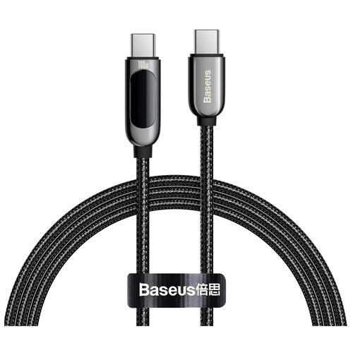 Кабель для быстрой зарядки с измерителем мощности, Baseus USB Type C - Кабель USB Type C 100 Вт (20 В / 5 А) 1 м , черный (CATSK-B01)