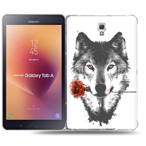 Чехол задняя-панель-накладка-бампер MyPads волк с розой для Samsung Galaxy Tab A 8.0 (2017) SM-T380/T380/T385 противоударный