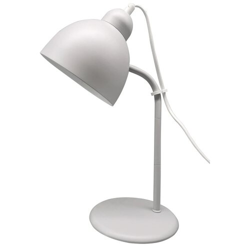 Настольная лампа Leo, цвет серый, дизайн обтекаемой формы для стильного офиса или квартиры. Лаконичный стиль и металлический блеск помогут создать дел