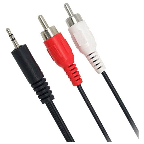 Аудио кабель Mini Jack 3.5 мм (M) - 2 x RCA тюльпан (M) 3м адаптер переходник мини джек - РСА GSMIN A11 (Черный)