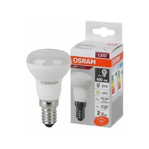 Лампа светодиодная LED 5 Вт E14 3000К 400Лм гриб 220 В (замена 40Вт) 4058075582514 LEDVANCE