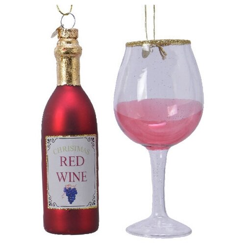 Kaemingk Набор стеклянных елочных игрушек Christmas Eve: Красное вино 14 см, 2 шт, подвеска 120867
