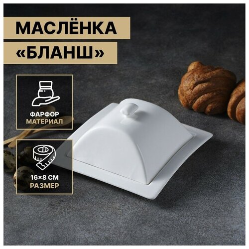 Magistro Маслёнка фарфоровая Magistro «Бланш», 16×8 см, цвет белый