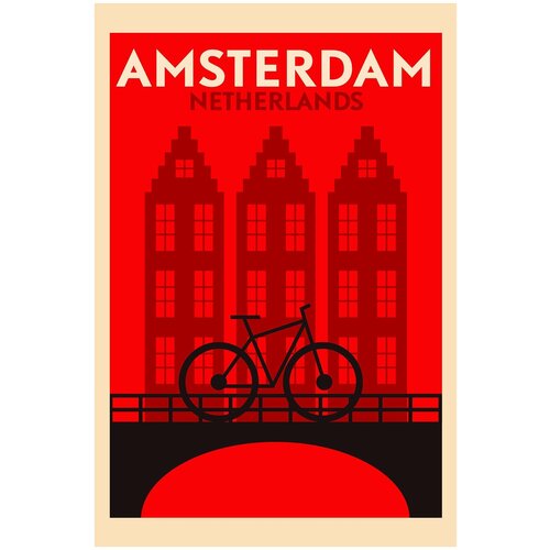 Постер / Плакат / Картина Красный Амстердам 40х50 см в раме