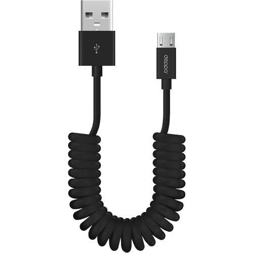 Дата-кабель USB-microUSB, витой, 1.5м, черный, крафт, Deppa 72123-OZ