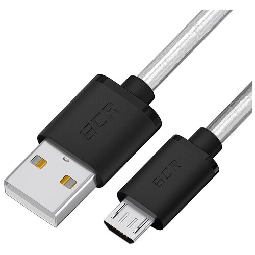 Кабель для зарядки телефона Micro USB 1,5 метра GCR 3А QC 3.0 прозрачный