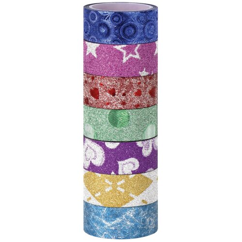 Остров сокровищ Клейкие ленты полимерные для декора с блестками "узоры", 15 мм х 3 м, 7 цветов, остров сокровищ, 661718