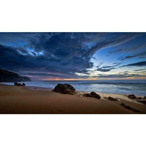 Картина на холсте 60x110 LinxOne "Пляж Bicas Португалия" интерьерная для дома / на стену / на кухню / с подрамником