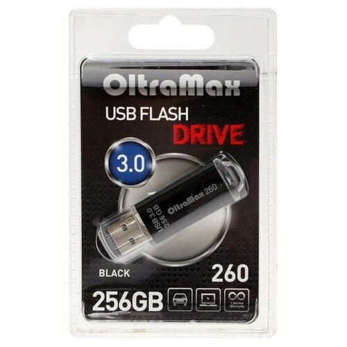 Флешка OltraMaх 260, 256 Гб, USB3.0, чт до 70 Мб/с, зап до 20 Мб/с, чёрная