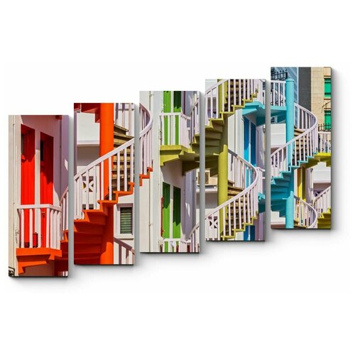 Модульная картина Яркие винтовые лестницы160x112