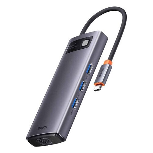 Хаб Baseus Metal Gleam Series 6-in-1 Multifunctional Type-C HUB Docking Station (WKWG030013) Type-C to HDMI*1+USB3.0*3+PD*1+VGA*1