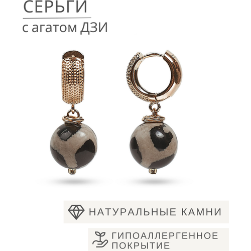 Серьги с подвесками ELENA MINAKOVA Jewelry Design, агат, черный, бежевый