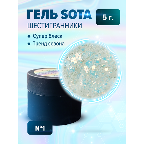 Блестящий гель для дизайна ногтей Sota 1
